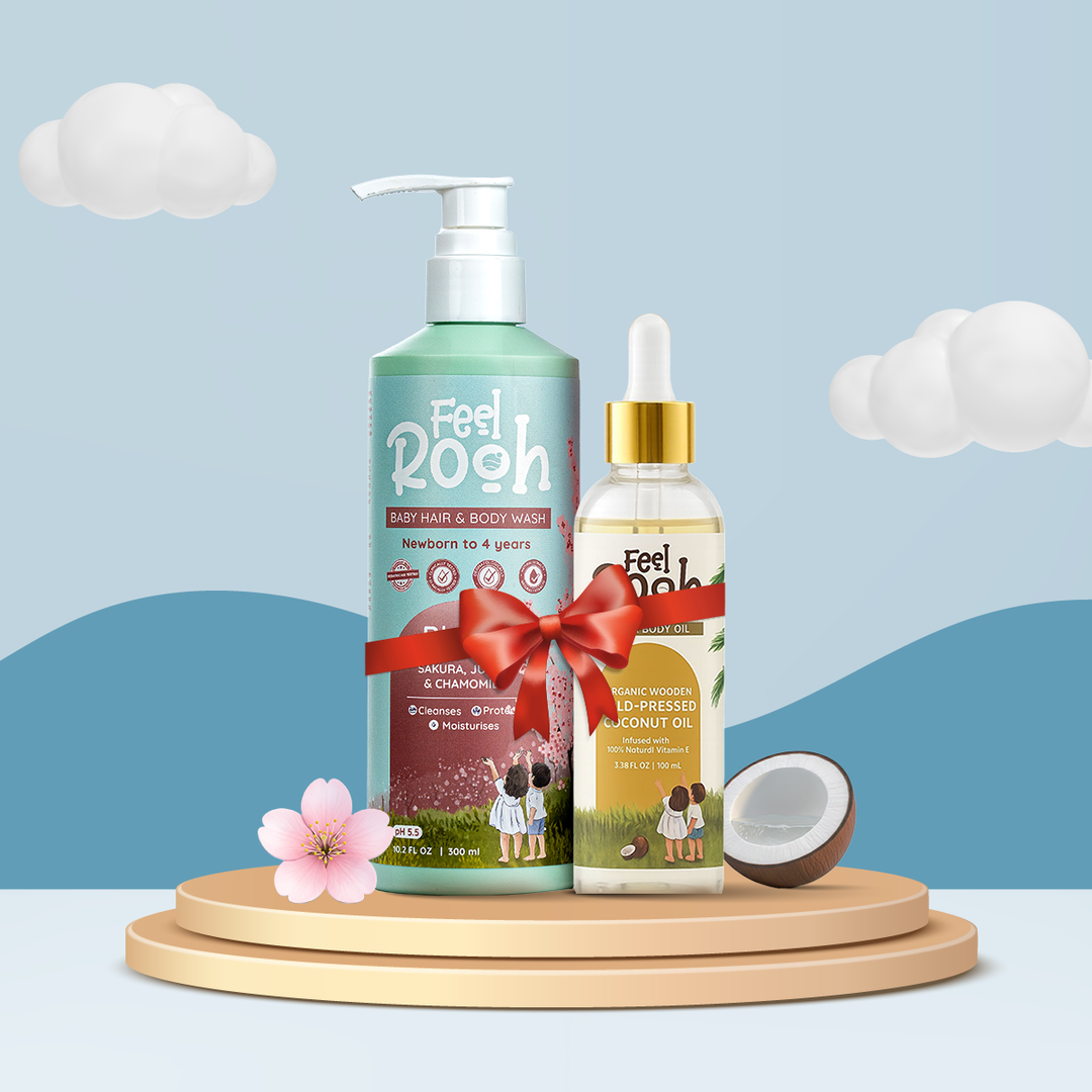 Feel Rooh BLOOM Baby Hair & Body Wash + Coconut Oil Care Combo